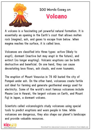 Volcano: Essay, 10 Pointers and Questions - Kidpid