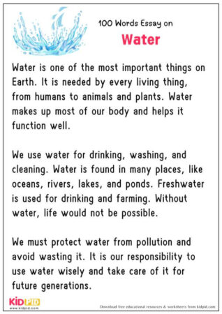 Water: Essay, 10 Pointers and Questions - Kidpid