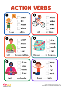 Action Verbs Workbook for Class 1 to 3 - Kidpid