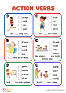Action Verbs Workbook for Class 1 to 3 - Kidpid