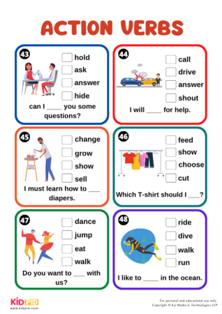 Action Verbs Workbook for Class 1 to 3 - Kidpid