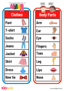 Vocabulary Charts For Children - Free Printable - Kidpid