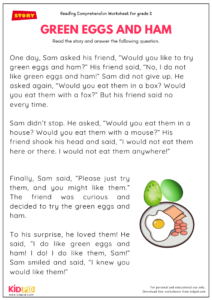 Easy Reading Comprehension For Grade 1 (Free Printables) - Kidpid