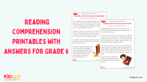 Reading Comprehension Printables with Answers For Grade 6 - Kidpid