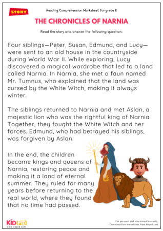 Reading Comprehension Printables with Answers For Grade 6 - Kidpid
