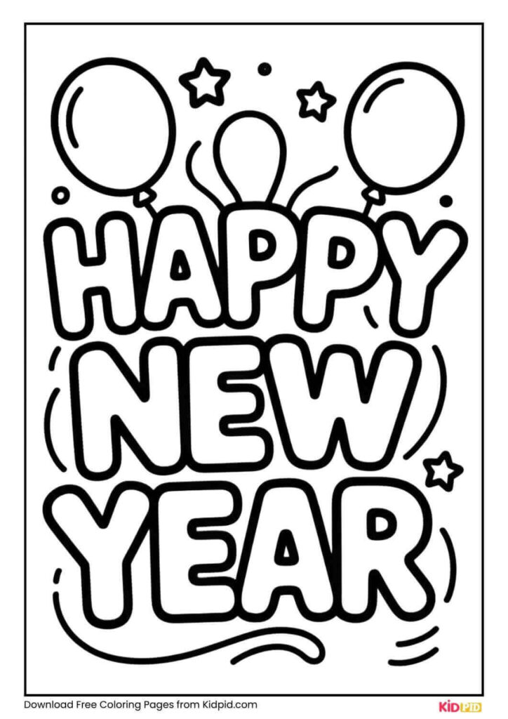 Printable New Year Coloring Pages for Kids - Kidpid