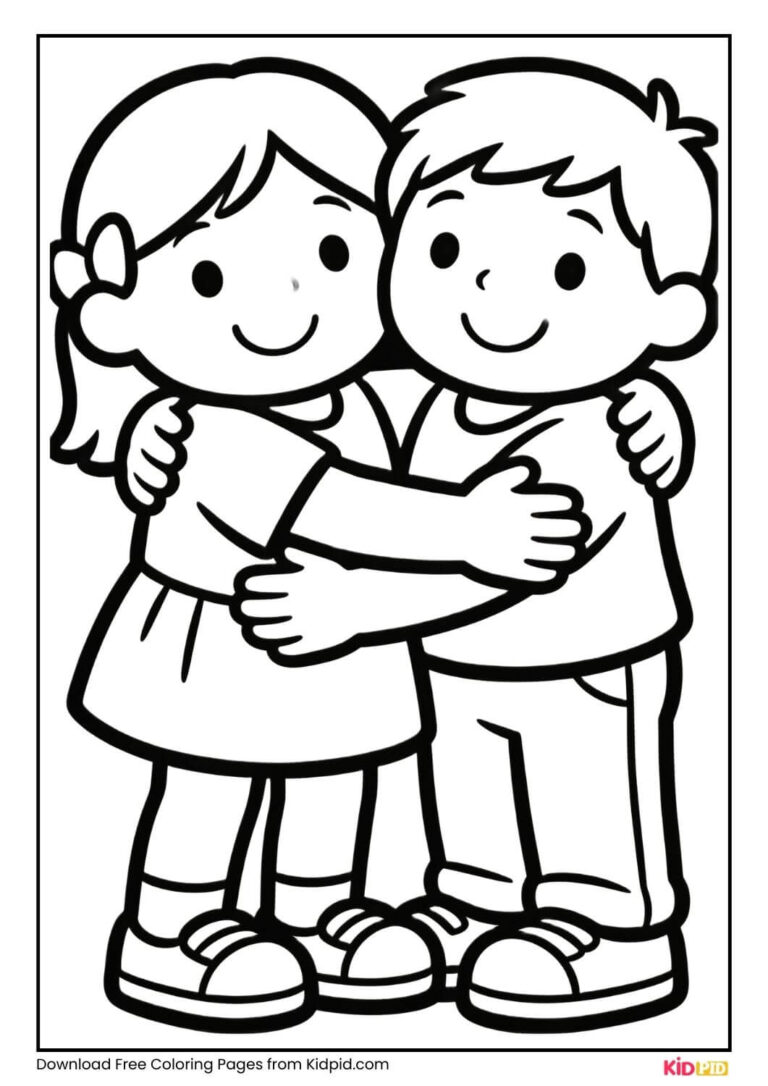 Printable Hugs and Kisses Coloring Page for Kids - Kidpid