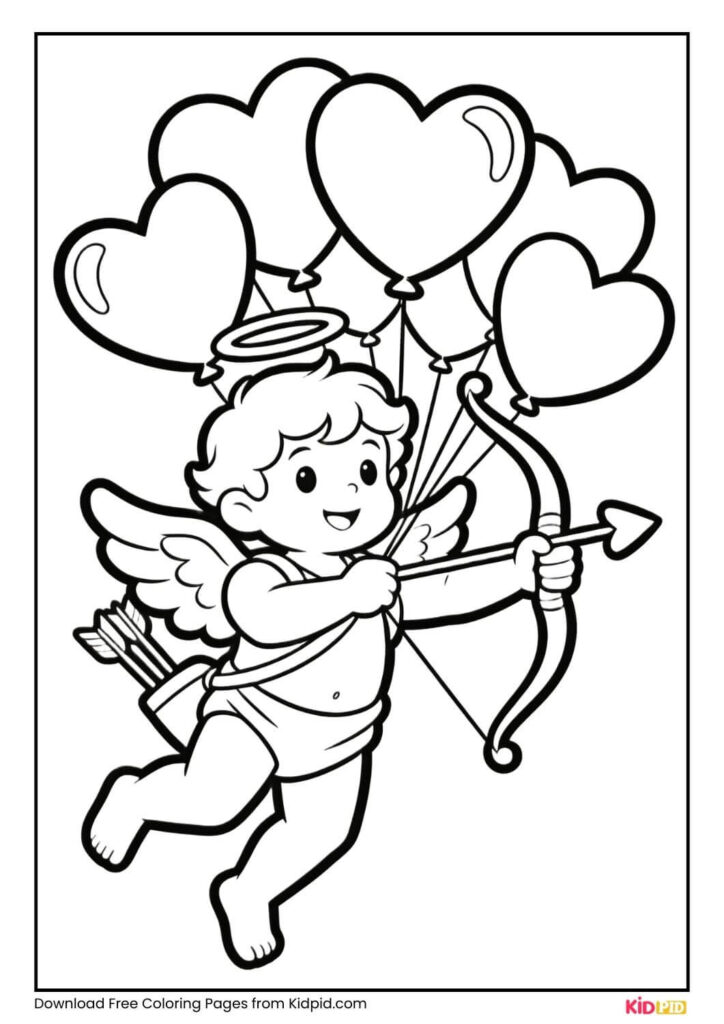 Easy Cupid Coloring Page for Children - Kidpid