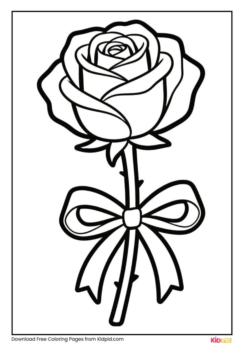 Cute Rose Coloring Pages Free for Kids - Kidpid