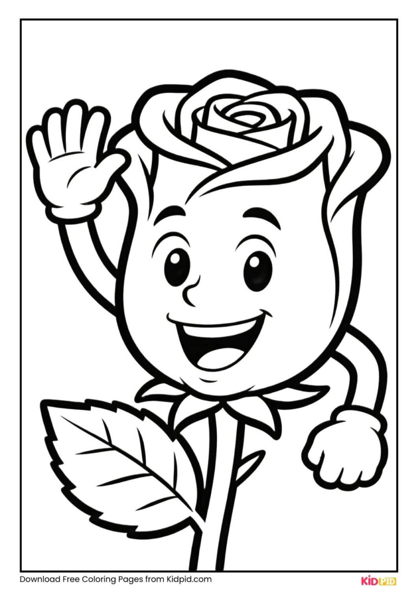 Cute Rose Coloring Pages Free for Kids - Kidpid