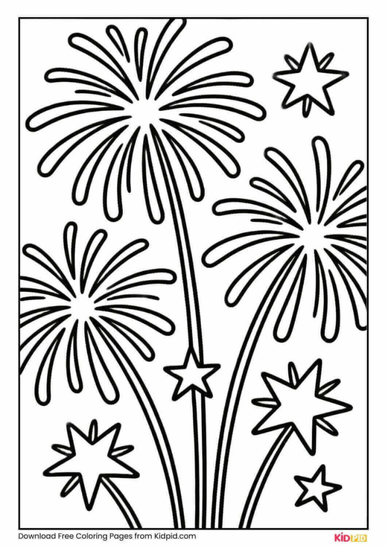 Simple Fireworks Coloring Page for Festivals (Free PDF) - Kidpid