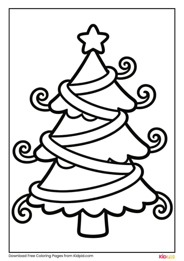 Easy Christmas Tree Coloring Pages for Kids - Kidpid