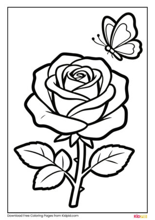Cute Rose Coloring Pages Free for Kids - Kidpid