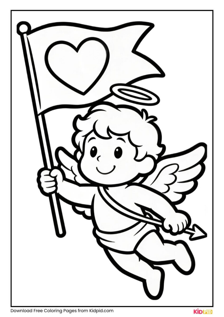 Easy Cupid Coloring Page for Children - Kidpid