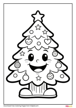 Easy Christmas Tree Coloring Pages for Kids - Kidpid