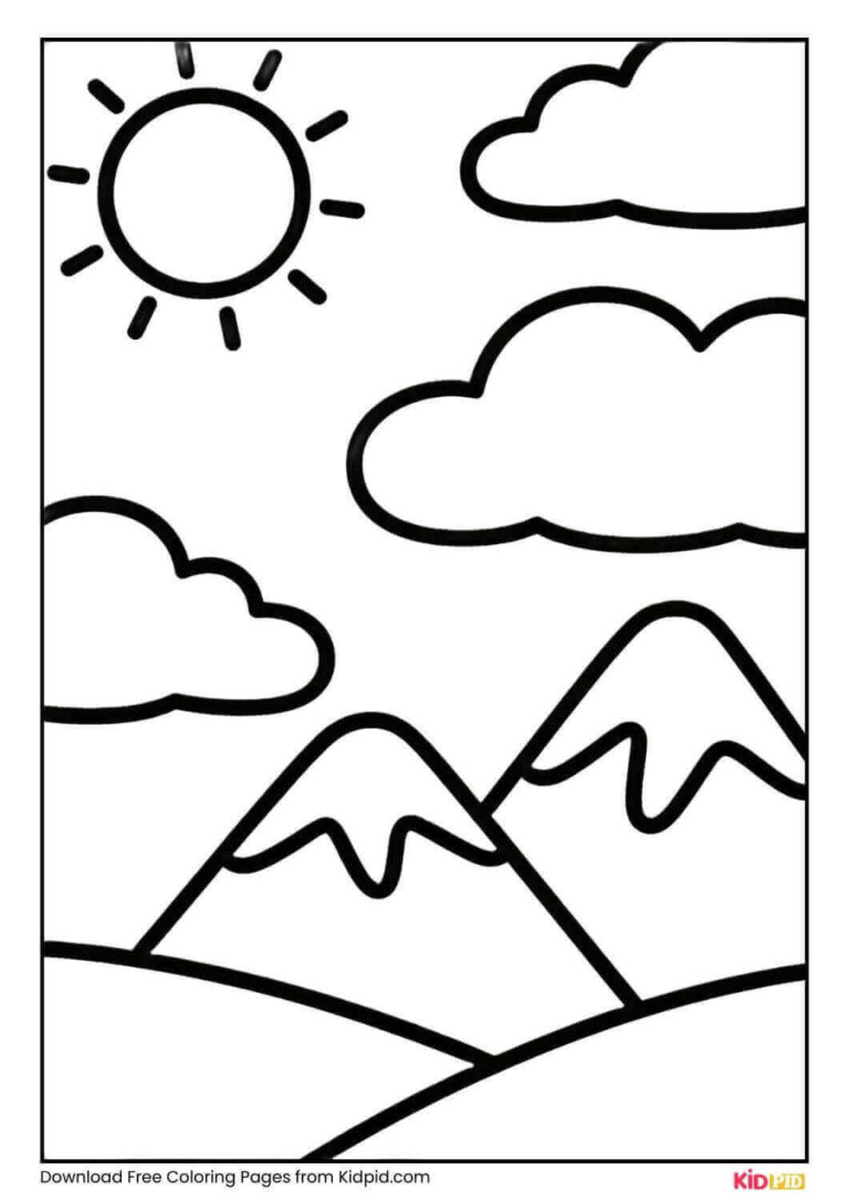 Winter Scene Coloring Page for Children - Kidpid