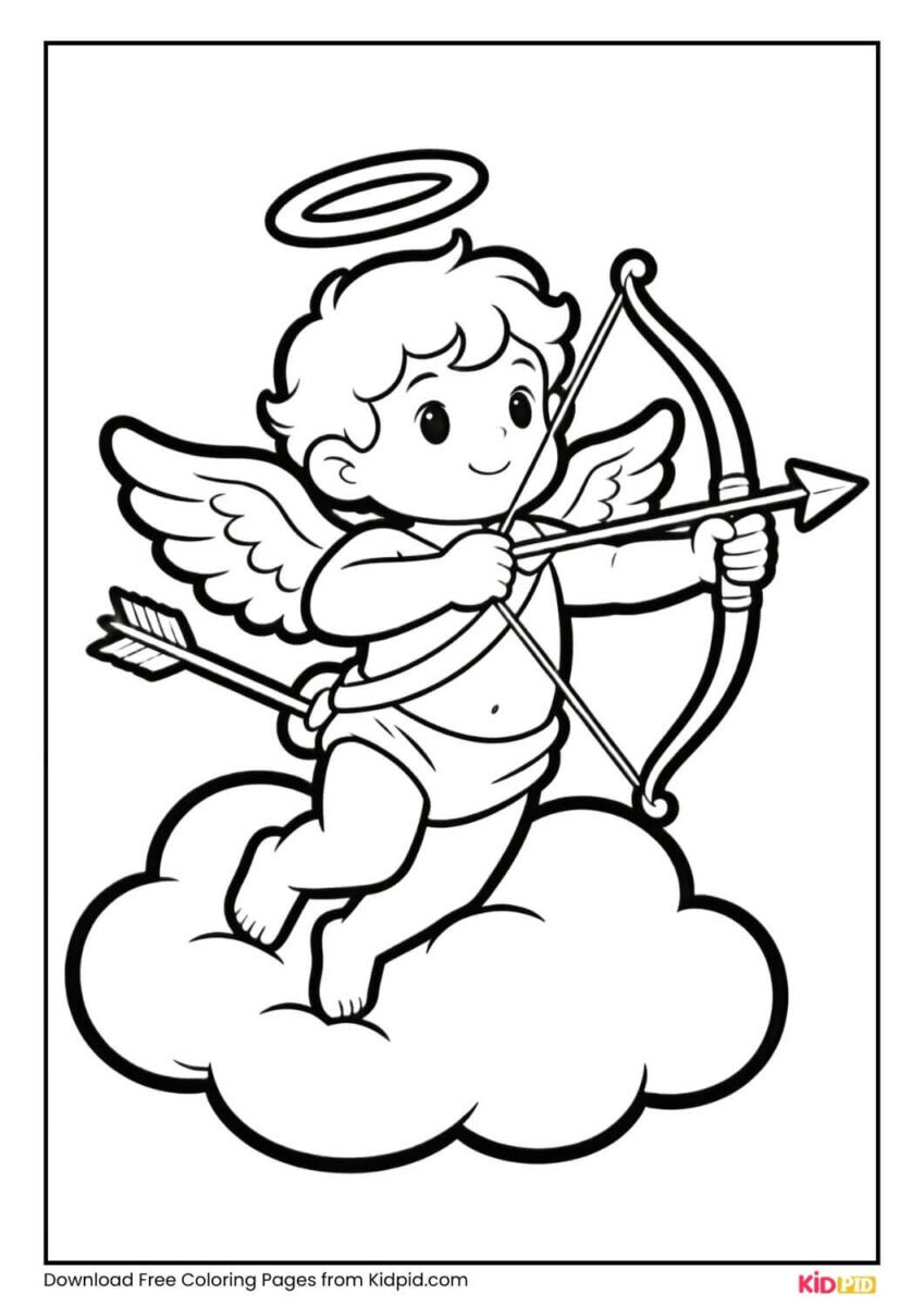 Easy Cupid Coloring Page for Children - Kidpid